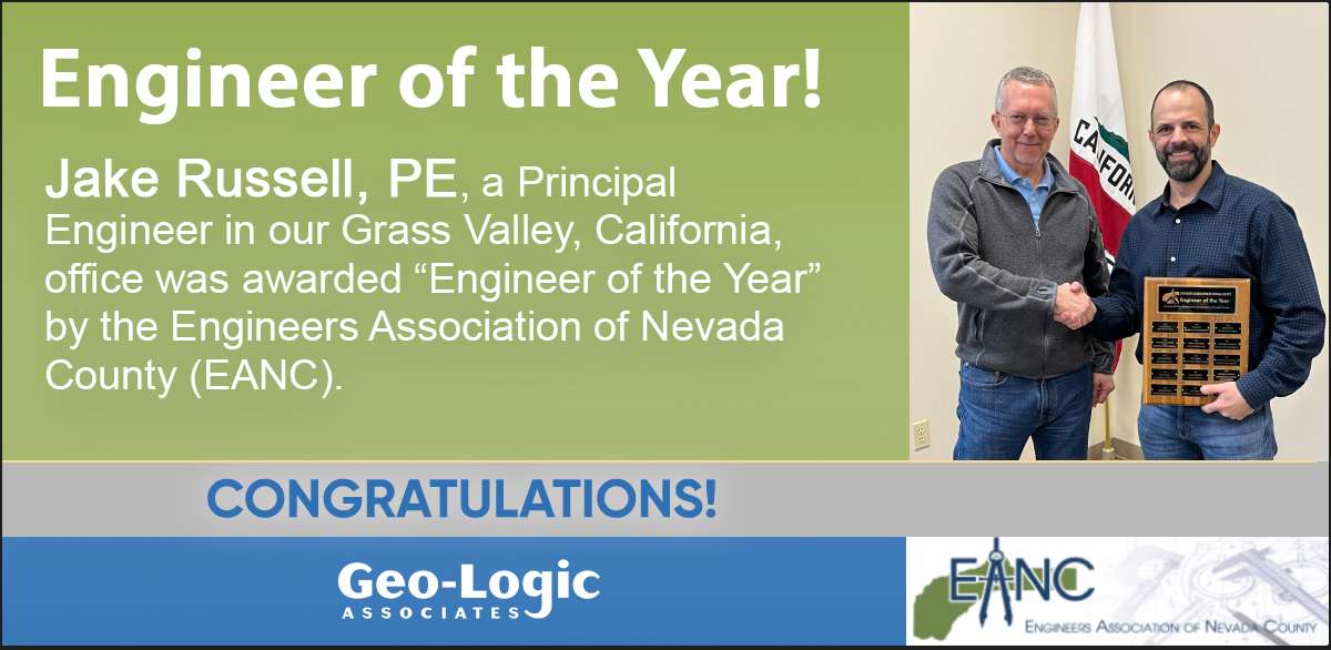 Jake Russell, PE, awarded Engineer of the Year! – Geo-Logic Associates